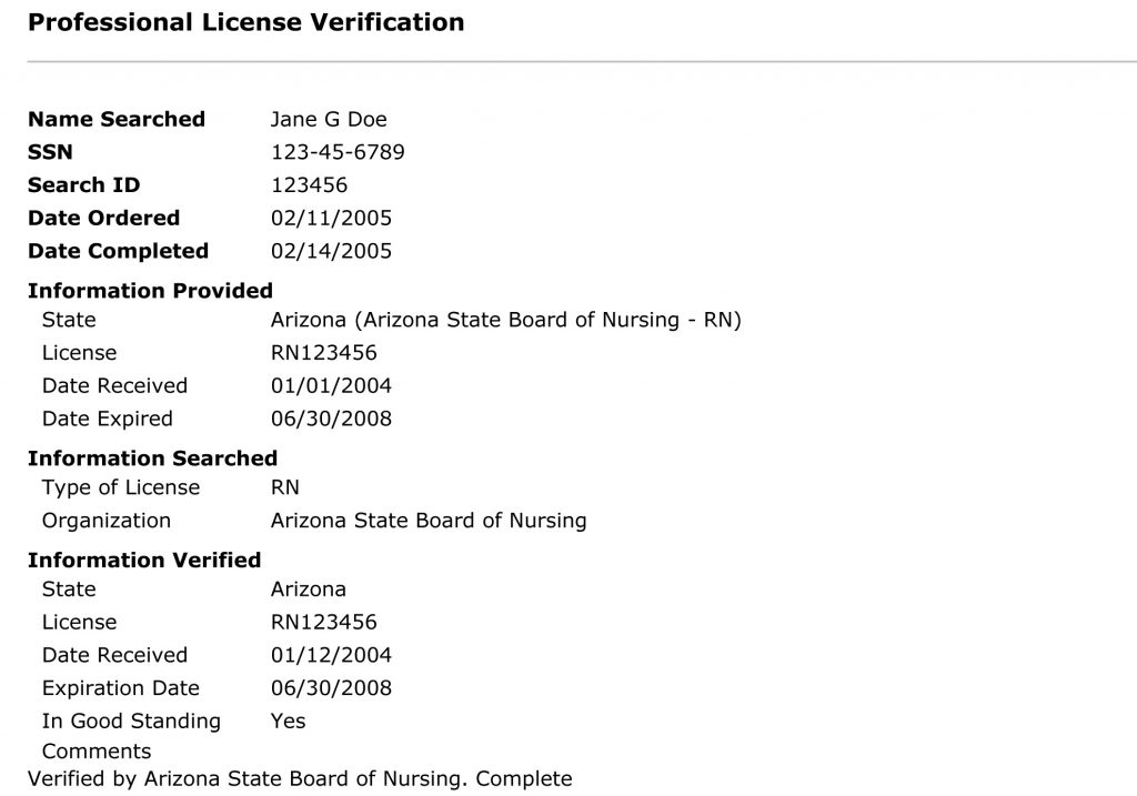 License Verification – Universal Background Screening